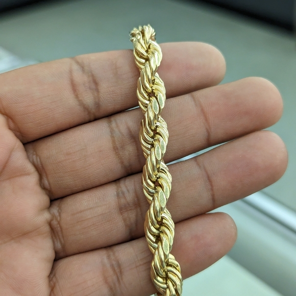 Unbrand | Accessories | Kt Real Gold Rope Bracelet 9mm 8 Inches | Poshmark